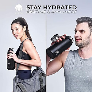 ALBOR 32 oz Insulated Water Bottle With Chug Lid and Straw, Plus Carry Lid for Travel, Leak Proof Stainless Steel Water Bottle for Gym and Travel (Blue Fade)