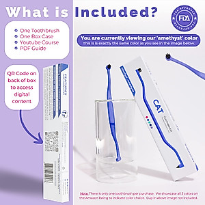 RYERCAT Dual Sided Cat Toothbrush - Kitten Toothbrush with Micro Head to fit into Cat/Kittens Mouth - Cat Dental Care Supplies - Pet Toothbrush for Cats(Amethyst Purple)