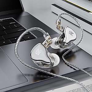 KZ ZAS in Ear Monitor Earphone 7BA+1DD 16 Unit Hybrid Technology IEM Headphones Noise Cancelling, 8 Core Cable 3.5mm Jack Wired Earbuds (No Mic, White)