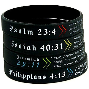 Inkstone Silicone Rubber Bible Wristbands - Christian Scripture Bracelets for Men - Bulk Bible Verse Silicone Bracelets - Jesus Bracelet