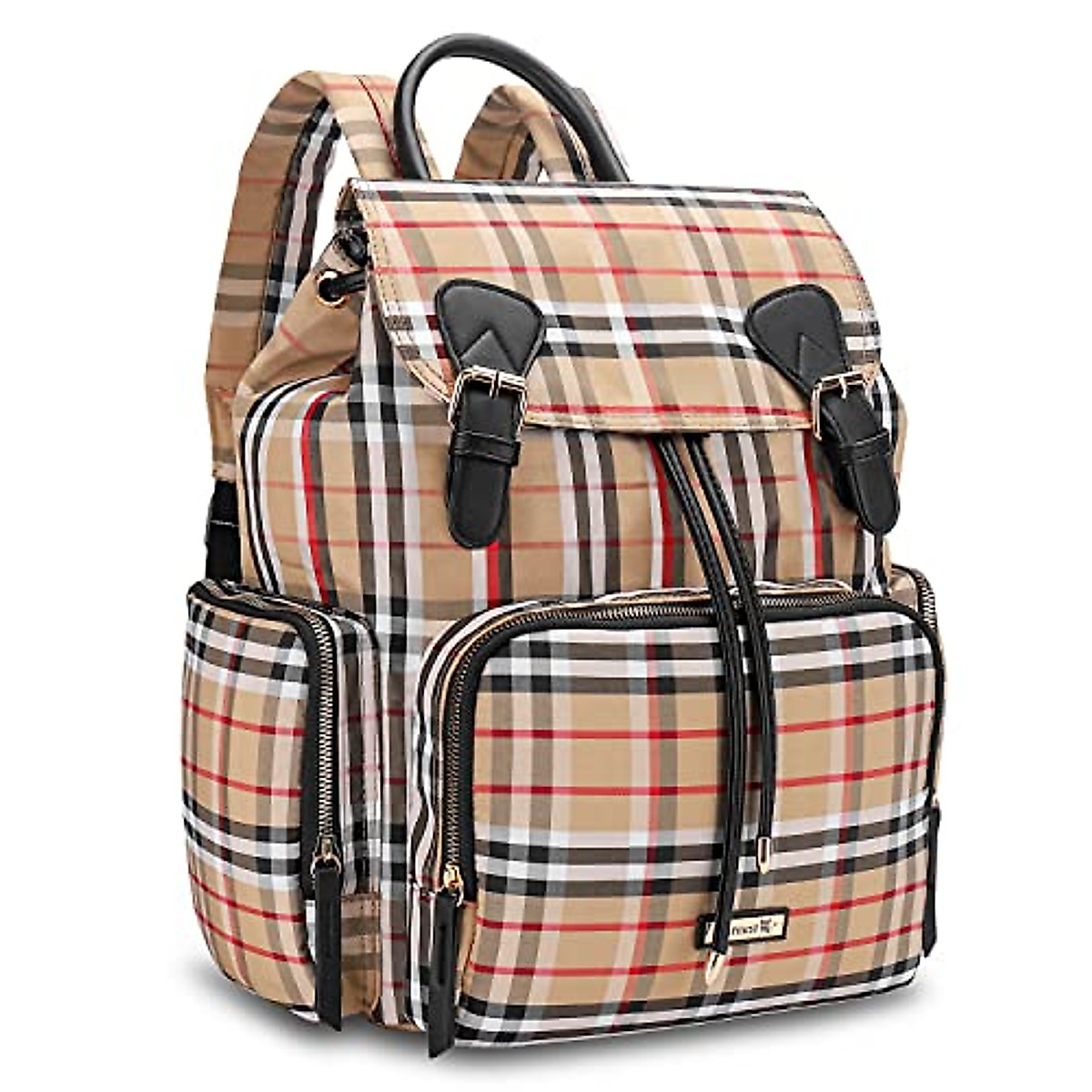 Hafmall Diaper Bag Backpack, Baby Diaper Bag with Stroller Hooks for Mom Dad, Multifunctional Nappy Bag for Boys Girls, Stylish Travel Mommy Bag (Plaid)