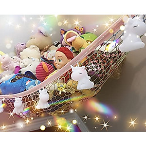 MiniOwls Storage Hammock Stuffed Toys Organizer - Fits 20-30 Plush Animals. Great Mermaid Gift for Girls. Instead of Bins and Toy Chest – Displays Teddies Easily. (Unicorn, Large (Pack of 1)