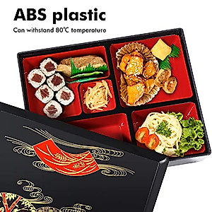 DOITOOL Japanese Bento Box Traditional Bento Box Japanese Sushi Tray Lunch Box Plastic Snack Serving Tray with Lid for Home Restaurant
