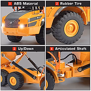 DOUBLE E Volvo RC Dump Truck Toy for Kids, Articulated Hauler, Remote Control Construction Toys Vehicles with Lights, Birthday Gifts Ideas for Boys Age 6 7 8 9 10 Year Old and up