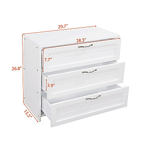 Harper & Bright Designs Twin Loft Bed with Slide and Storage, Solid Wood Low Loft Bed with Attached Bookcases and Separate 3-tier Drawers, for Kids Girls Boys (White)