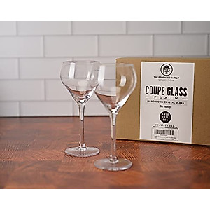 Amehla x The Educated Barfly Collection Coupe Glass Handblown Teardrop Nick and Nora Cocktail Glass - 6-ounce, Set of 2 Martini Glasses for Up Cocktails (Plain)