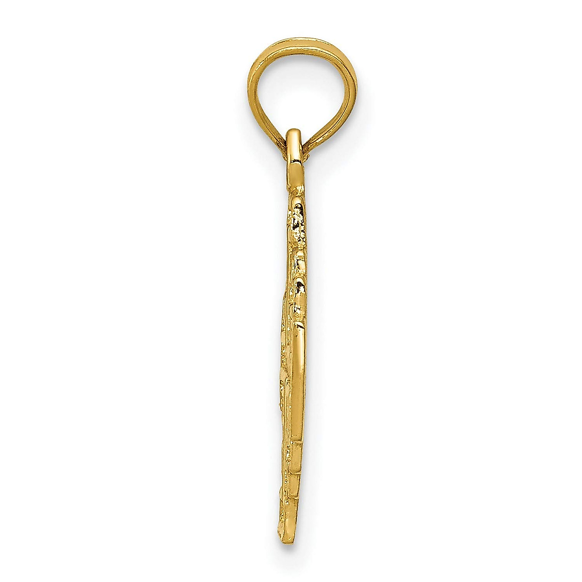 Solid 14k Yellow Gold Textured Jerusalem Cross Pendant 22 mm x 15 mm