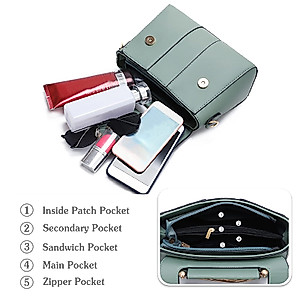 PORRASSO Fashion Shoulder Bag Women Handbag Top-Handle Bag Crossbody Bag PU Leather Messenger Bag Lovely Bag for Dating Shopping Daily Use Green