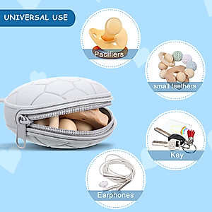 Nuanchu 4 Pieces Pacifier Holder Case Set 2 Silicone Portable Pacifier Case Cover Pouch for Diaper Bag with 2 Transparent BPA Free Pacifier Storage Container Box(Gray, Army Green)