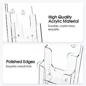 MaxGear Brochure Holder 2 Tier 4x9 inch Brochure Display Stand Flyer Holder Acrylic Brochure Holders Clear Pamphlet Holder Display Stand Literature Holder Wall Mount or Countertop, 2 Pack