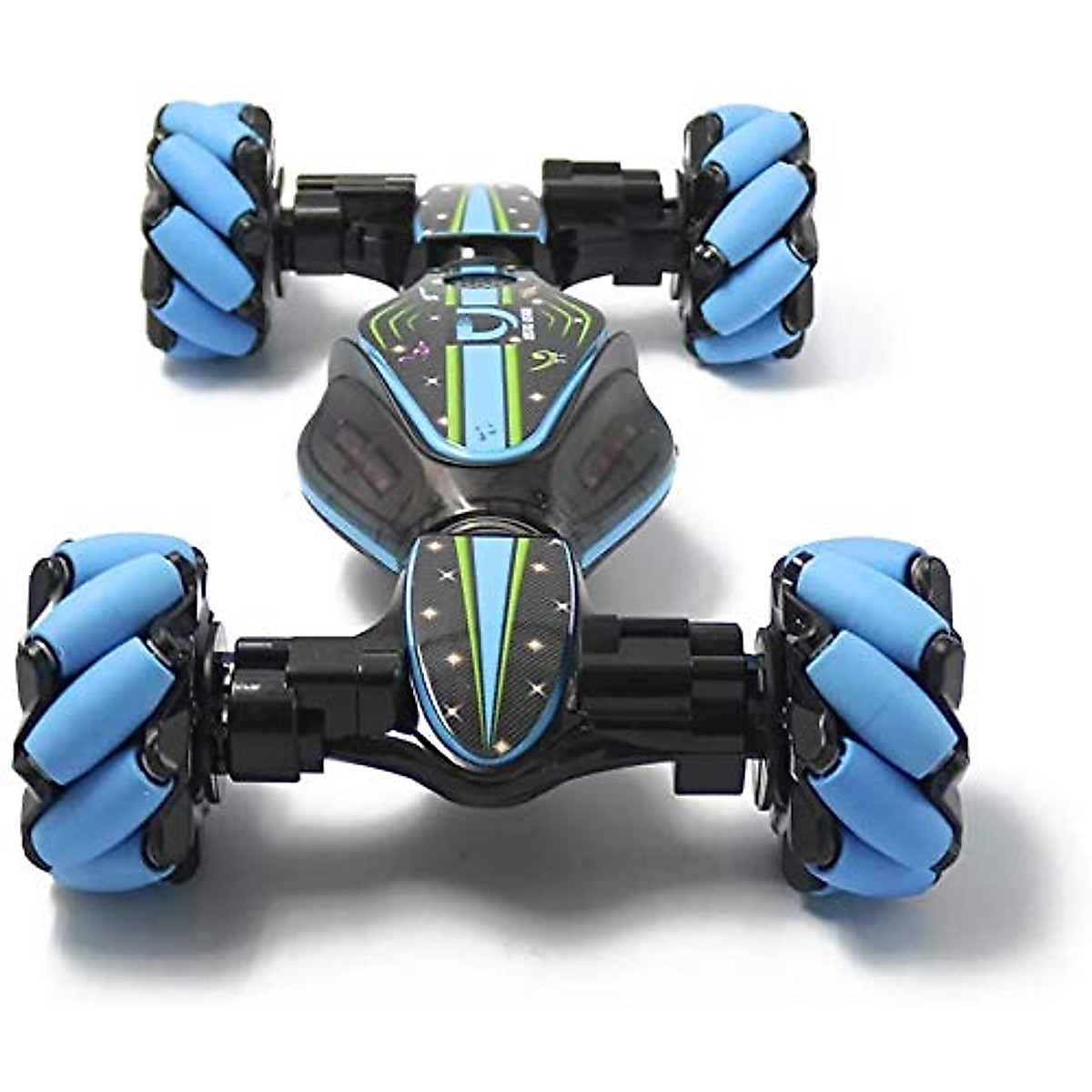 GoolRC RC Stunt Car, 4WD 2.4GHz Remote Control Car, Deformable All-Terrain Off Road Car, 360 Degree Flips Double Sided Rotating Race Car with Gesture Sensor Watch Lights Music for Kids (Blue)