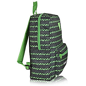 Minecraft 3 Piece Backpack Set - Backpack, Sticker, Pin - Boys Girls Kids Adult Allover Creeper Backpack School Set (Black Green)