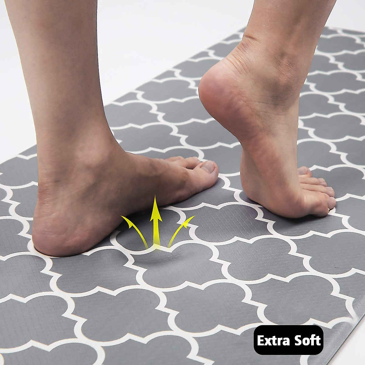 HEBE Anti Fatigue Kitchen Floor Mats Set of 2 Thick Cushioned Kitchen Rugs Mats Set Waterproof Non Slip Comfort Floor Rug Carpet for Kitchen Sink,Laundry 18"x30"+18"x48"