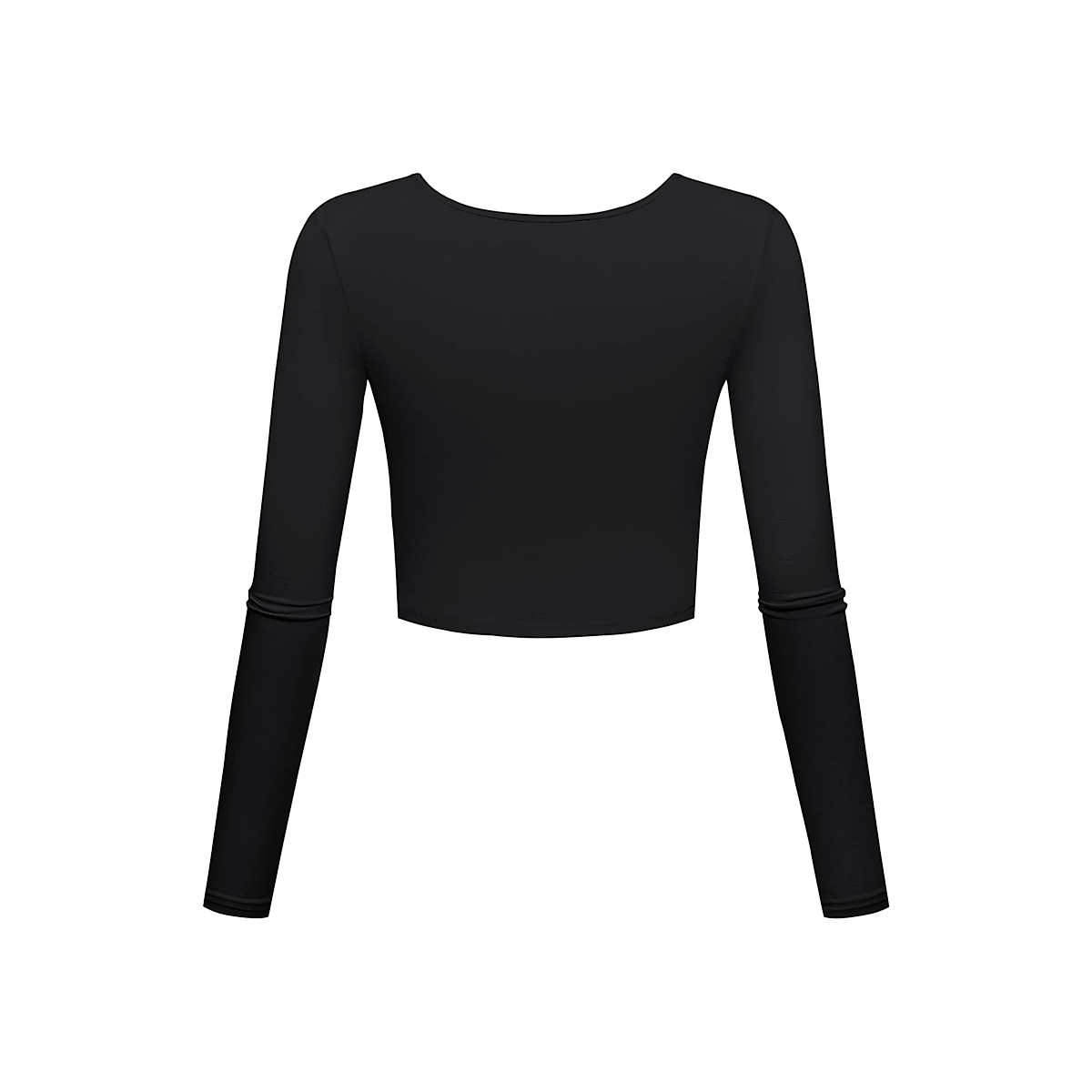 Long Sleeve Crop Tops for Women Workout Basic Clothes for Teen Ladies Fitted Slim Scoop Neck Cute Yoga Shirts (Black, X-Small)