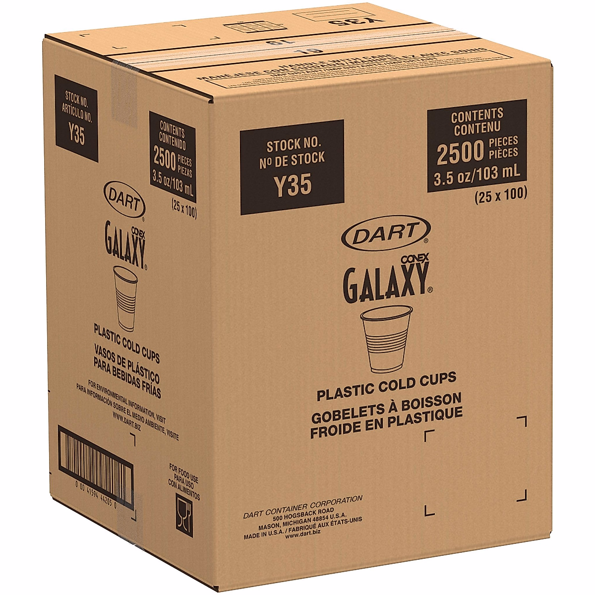 Dart Y35 3.5 oz Trans Ribbed Wall PS Cup (Case of 2500)