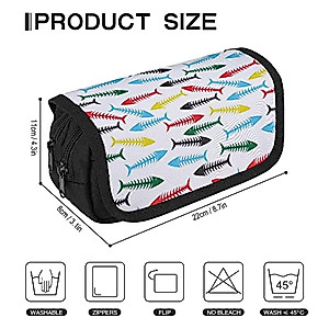 Color Fishbone Large Capacity Pencil Case Multi-Slot Pencil Bag Portable Pen Storage Pouch with Zipper