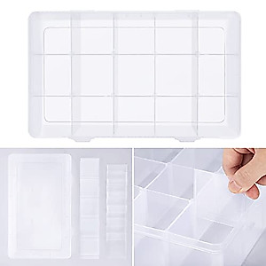 Funtopia 52 Packs Small Beads Storage Containers & Clear Organizer Box, 15 Grids Large Plastic Organizer Box with Dividers Mini Bead Organizers for Storage Crafts, Jewelry and Small Items