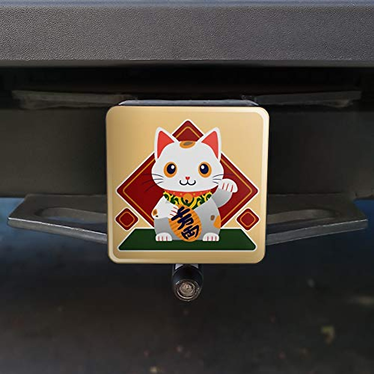 Cute Lucky Cat Maneki-Neko Tow Trailer Hitch Cover Plug Insert 2"