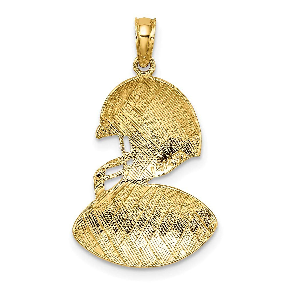 Solid 14k Yellow Gold Football Pendant Charm - 27mm x 15mm