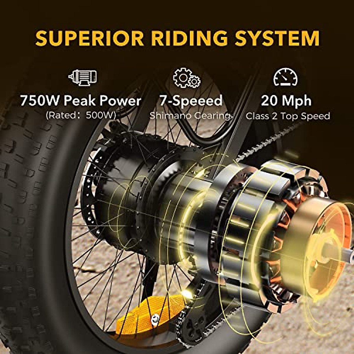 CYCROWN Cycknight Electric Bike Adults with 750W Motor, 48V 12.5AH Removable Battery, 20" x 4.0 Fat Tire Foldable Electric Bicycle, Dual Shock Absorber E-Bike for Snow Beach Mountain, Shimano 7-Speed