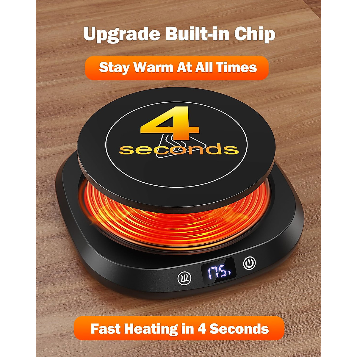 Coffee Mug Warmer -4S Fastest Heating Coffee Cup Warmer for Desk，5 Temp & 1-12H Timer Settings Auto Shutoff Candle Warmer,Ideal Coffee Gift Accessories with Greeting Card Keep Beverages Coffee Warmer