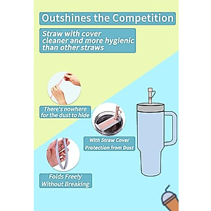 Doboli Replacement 12 inch Long Silicone Straw With Straw Cover,Compatible with Stanley Owala 40 oz 30 oz Cup Tumbler, 6 Pack Reusable Straw with Cleaning Brush,for Stanley Owala Tumbler Accessorie