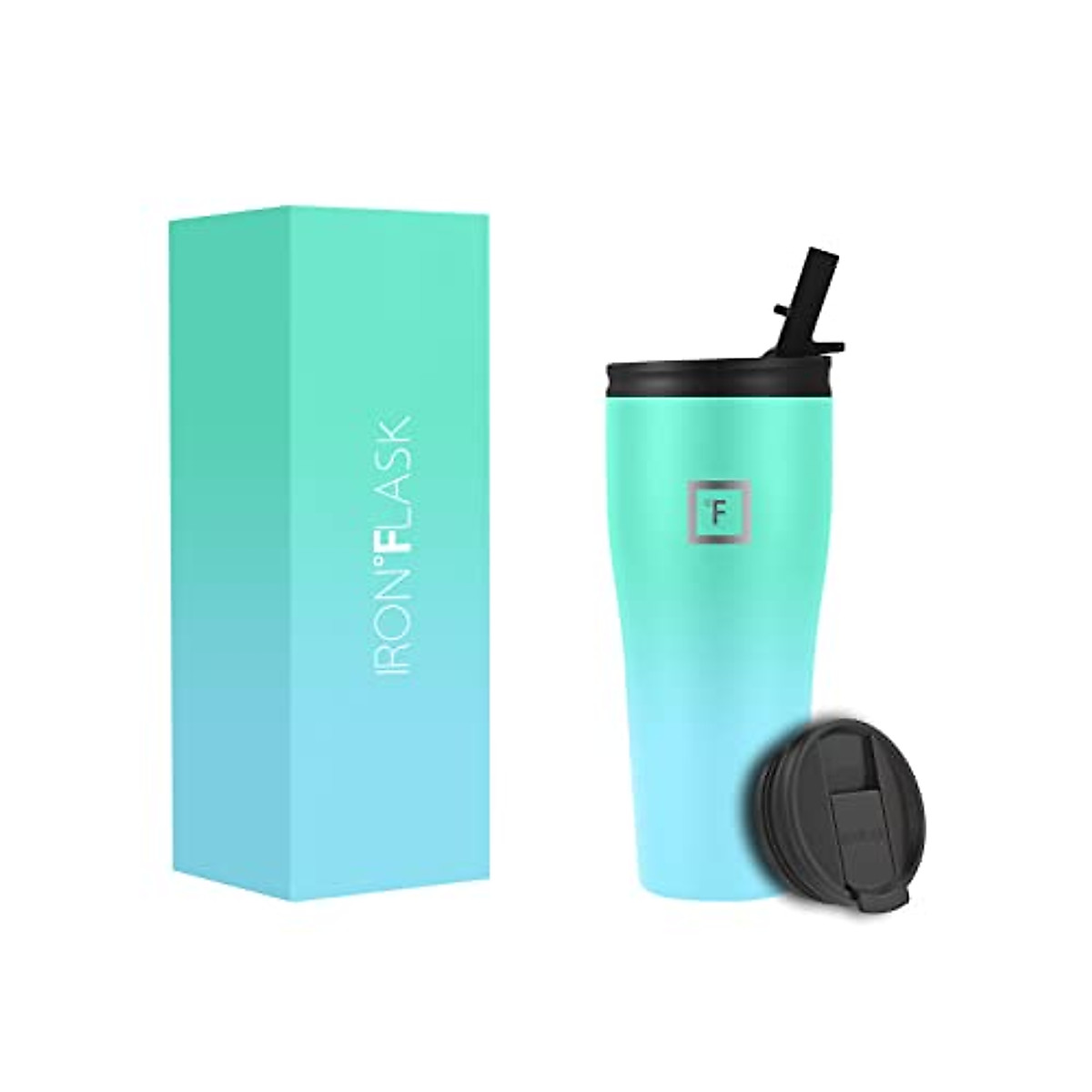 IRON °FLASK Rover Tumbler 2.0-32 Oz, 2 Lids Vacuum Insulated Stainless Steel Bottle, Modern Double Walled, Drinking Cup Simple Thermo Travel Mug, Hydro Water Metal Canteen Sky