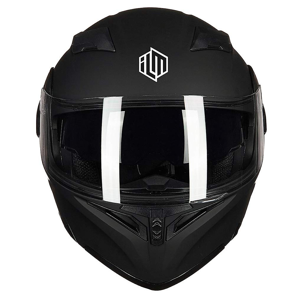 ILM Motorcycle Dual Visor Flip up Modular Full Face Helmet DOT 6 Colors Model 902 (M, Matte Black)