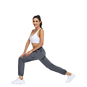 MOUEEY Women's Cargo Joggers Lightweight Quick Dry Athletic Water Resistant Lounge Casual Pants with Zipper Pockets Grey 3XL