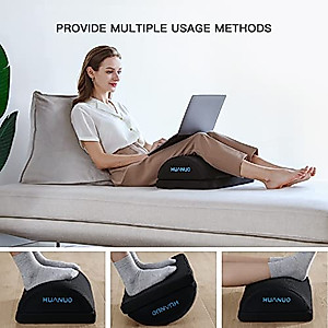 Foot Rest for Under Desk at Work, with 2 Optional Covers for Replacing, Double Layer Adjustable Foot Rest for Office, Home, Airplane, Travel, by HUANUO