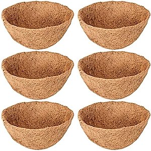 Legigo 6 Pack 12 Inch Hanging Basket Coco Liners Replacement, 100% Natural Round Coconut Coco Fiber Planter Basket Liners for Hanging Basket Flowers/Vegetables