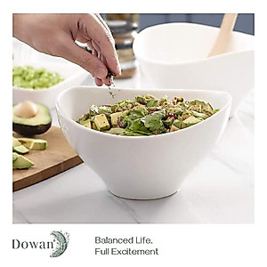 DOWAN 8 Inch Large Salad Bowls, 45 Oz Ceramic Serving Bowls, White Deep Bowls Set for Salad, Pasta, Soup, Ramen, Popcorn, Noodle, Pho, Gifts for Christmas,Set of 2