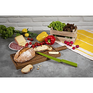 KUHN RIKON Colori+ Non-Stick Bread Knife with Safety Sheath, 32.5 cm, Green
