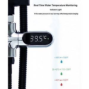 Shower Thermometer Led Digital Display Baby Bath Water Fahrenheit Celsius Thermometer 360°Rotating Screen for Home Bathroom Kitchen (Silver)
