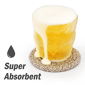 ABenkle 6 Pcs Coasters for Drinks,Super Absorbent Drink Coasters, Stylish Handmade Round Woven Coaster for Coffee Table Tabletop Protection Housewarming Gift for Home Decor - 4.3 Inches, Mixed Brown