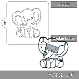 Baby Elephant Shower Gender Reveal Stencil and Cookie Cutter Decorating Set Made in USA LSC2558