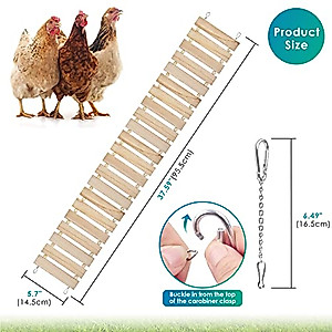 KATUMO Chicken Swing Chicken Perch Chicken Ladder for Coop Natural Wood Chicken Toy Chicken Coop Accessory Bird Swing for Chickens, Birds, Parrots, Total Length 112cm/44.09''