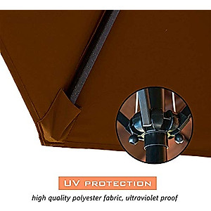 LOKATSE HOME 15 Ft Double Sided Outdoor Umbrella Rectangular Large with Crank for Patio Shade Outside Deck or Pool, Brown