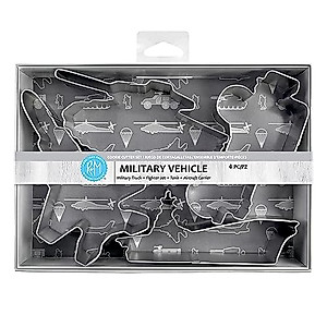 R&M International Military Vehicle Cookie Cutters, Truck, Jet, Tank, Aircraft Carrier, 4-Piece Set