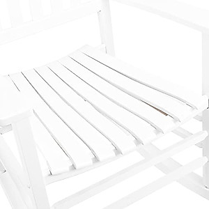 Patio Rocking Chair, Wooden Porch Rocker with High Back, 350Lbs Support Rocking Chairs for Both Outdoor and Indoor, Rocker Chair Patio Seating Chairs Rocking Chairs, Oak White 68.5X86X115CM