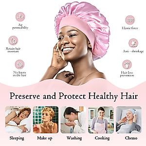 Silk Cap Satin Bonnet Hair Bonnet for Sleeps Satin Cap for Hair Bonnets for Women Hair Caps Silk Bonnet for Natural Hair (4 Pieces)