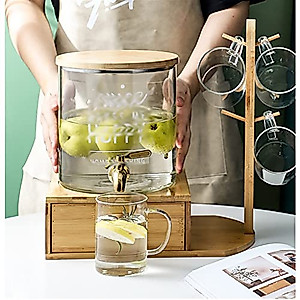 EVANEM Glass Beverage Pot Set Cool Kettle Cold Kettle Cup with Faucet High Temperature Resistance (Color : D, Size : Without cup)