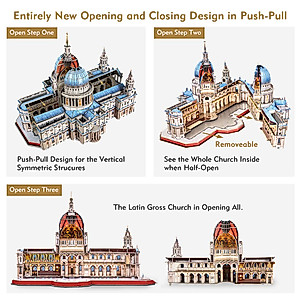CubicFun 3D Puzzle for Adults Moveable Notre Dame de Paris Church Model Kits Large Challenge French Cathedral Brain Teaser Architecture Building, 293 Pieces Christmas Decorations