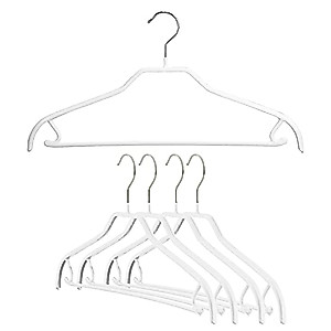 Mawa by Reston Lloyd Silhouette Non-Slip Space Saving Hanger with Skirt Hooks, Style 41/FRS, Set of 5, White