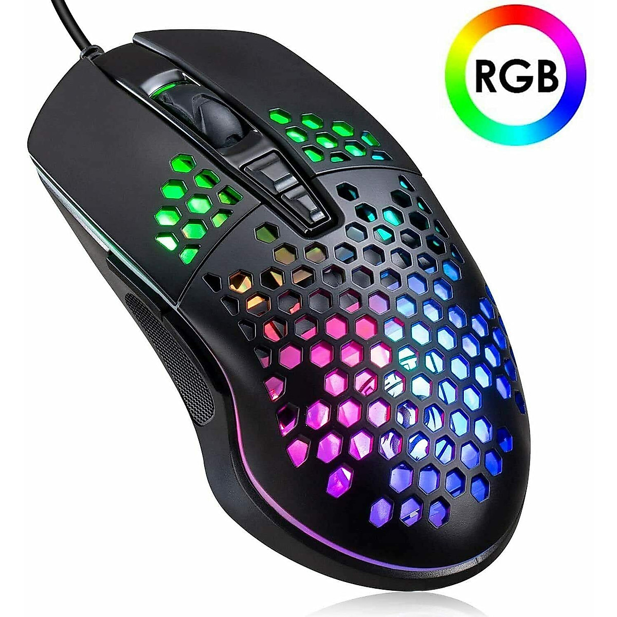 Wired Gaming Keyboard and Sets 87 Keys Rainbow Backlit Mechanical Keyboard ,RGB Backlit 6400 DPI Lightweight Gaming Mouse, Mouse Pad (Black)
