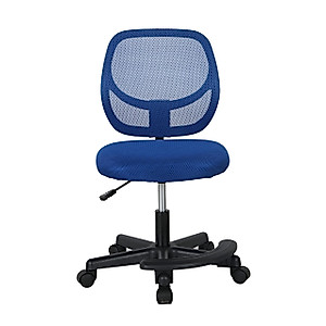 Amazon Basics Kids Adjustable Mesh Low-Back Swivel Study Desk Chair with Footrest, Blue