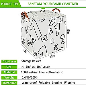 ASKETAM Square Canvas Collapsible Fabric Baby Toy Box Storage Bin Bedroom Decor Closet Kids Laundry Baskets Toy Organizer,Shelf Basket Nursery Storage,Gift Baskets(Number)