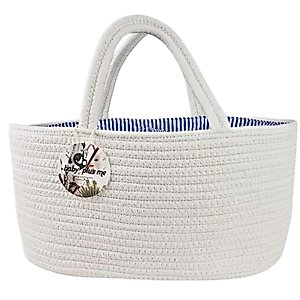 Baby Plus Me Diaper Caddy Organizer | Stylish Portable Nursery Basket with Removable Inserts | 100% Cotton Storage Bin for Changing Table | Easy to Use Snap On Buttons | Perfect Baby Gift (White)