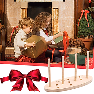 Yholin Ribbon Bow Maker with Instruction and Beading Craft Wire,Durable Oval Wooden Bow Maker for Satin Wreath Bows Christmas Big Bows Hair Bows Gifts Bows Making and Party Decoration-Make Bows Easily