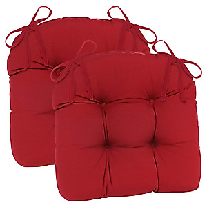 Klear Vu Wicker Solarium Indoor and Outdoor Chair Cushions for Patio Furniture, Kitchen and Dining Room, Water-Resistant Seat Pads, 19x18 Inches, 2 Count (Pack of 1), Red